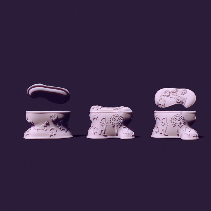 3D Printable Asyk-Style Trinket Box with Petroglyphs for 3D Printing by ...
