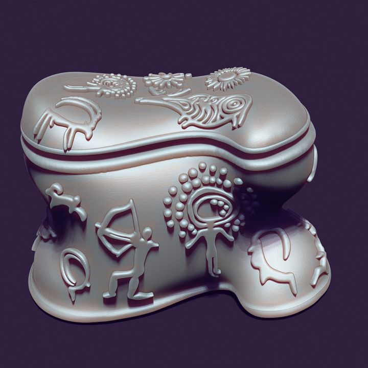 3D Printable Asyk-Style Trinket Box with Petroglyphs for 3D Printing by ...