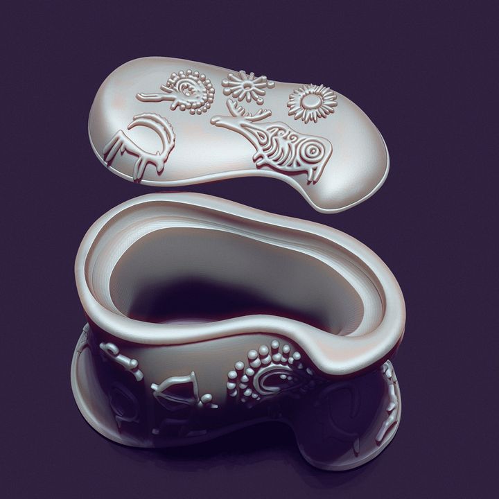 3D Printable Asyk-Style Trinket Box with Petroglyphs for 3D Printing by ...