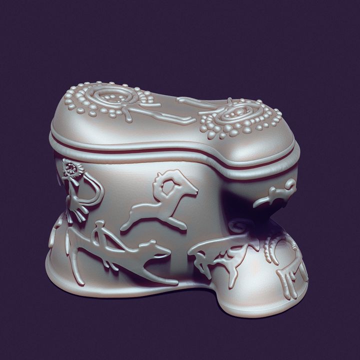 3D Printable Asyk-Style Trinket Box with Petroglyphs for 3D Printing by ...