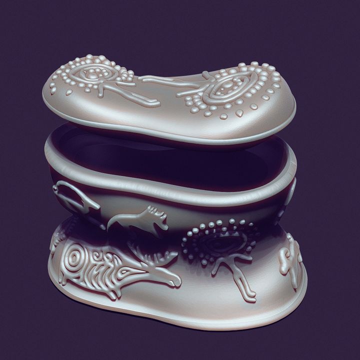 3D Printable Asyk-Style Trinket Box with Petroglyphs for 3D Printing by ...