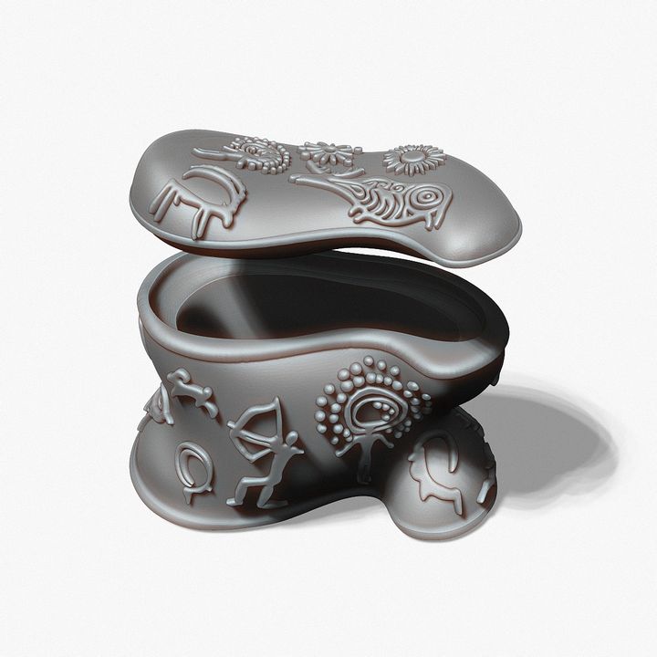 3D Printable Asyk-Style Trinket Box with Petroglyphs for 3D Printing by ...