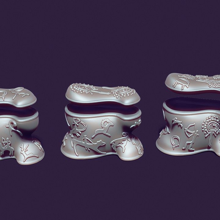 3D Printable Asyk-Style Trinket Box with Petroglyphs for 3D Printing by ...