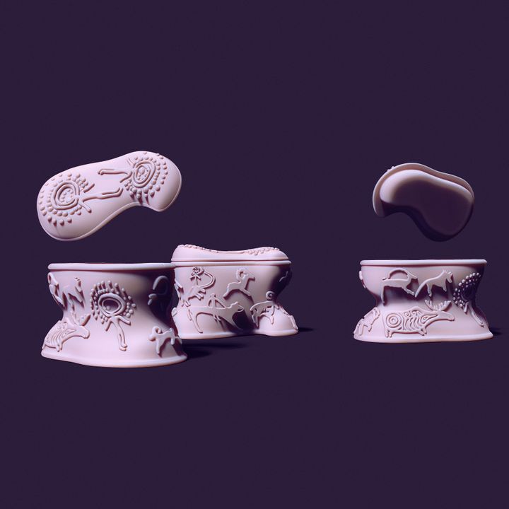 3D Printable Asyk-Style Trinket Box with Petroglyphs for 3D Printing by ...