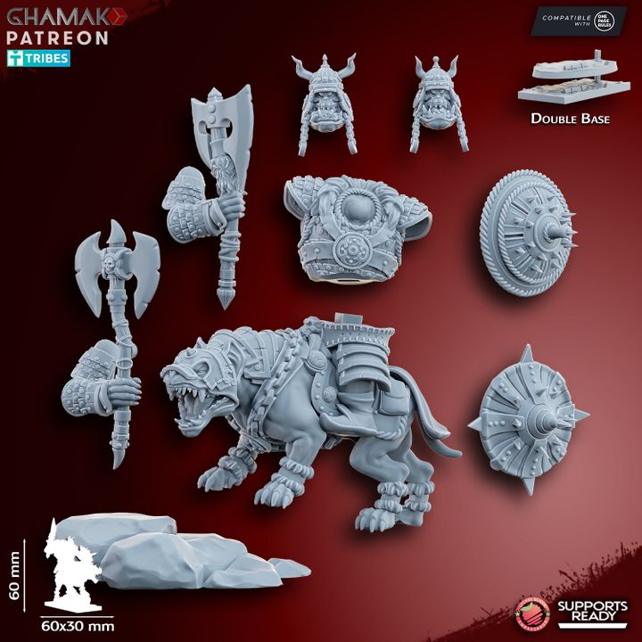 3D Printable Grey Orc Warlord on warg by Ghamak