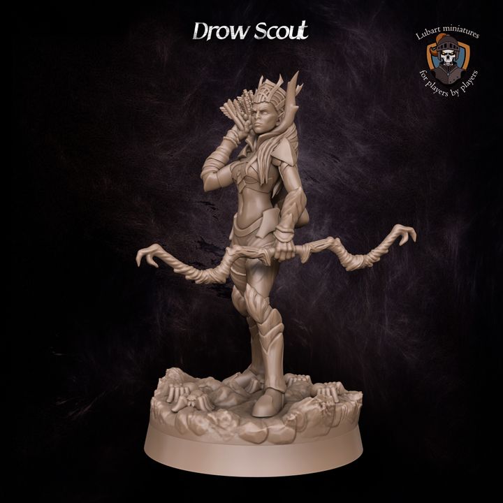 3D Printable Drow Scout by Lubart Miniatures