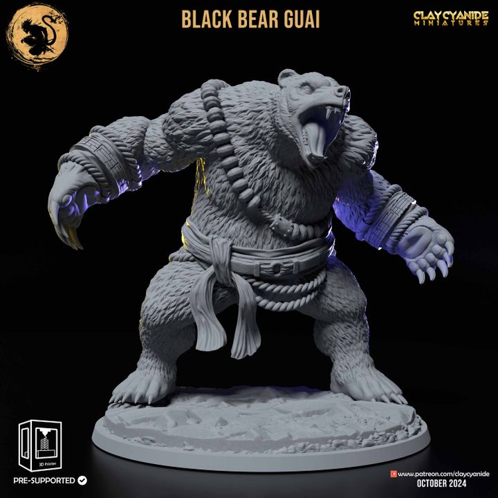 3D Printable Black Bear Guai by Clay Cyanide Miniatures