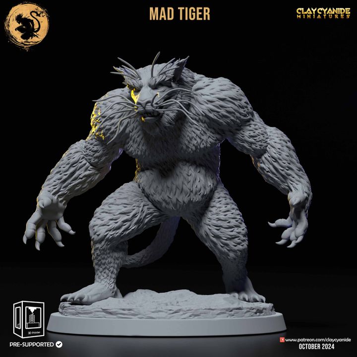 3D Printable Mad Tiger by Clay Cyanide Miniatures