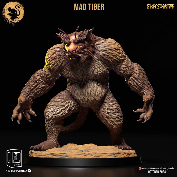 3D Printable Mad Tiger by Clay Cyanide Miniatures