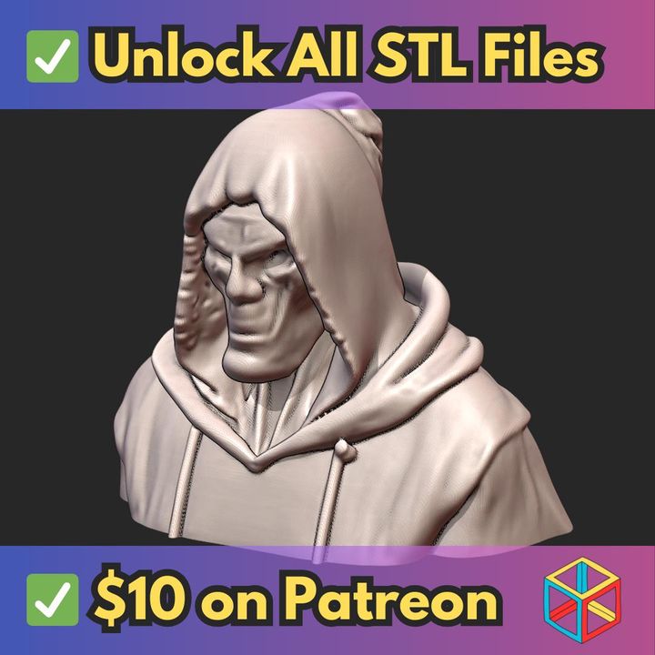 3D Printable Quarter Scale Skeletal Hooded Guardian Bust for Fantasy ...