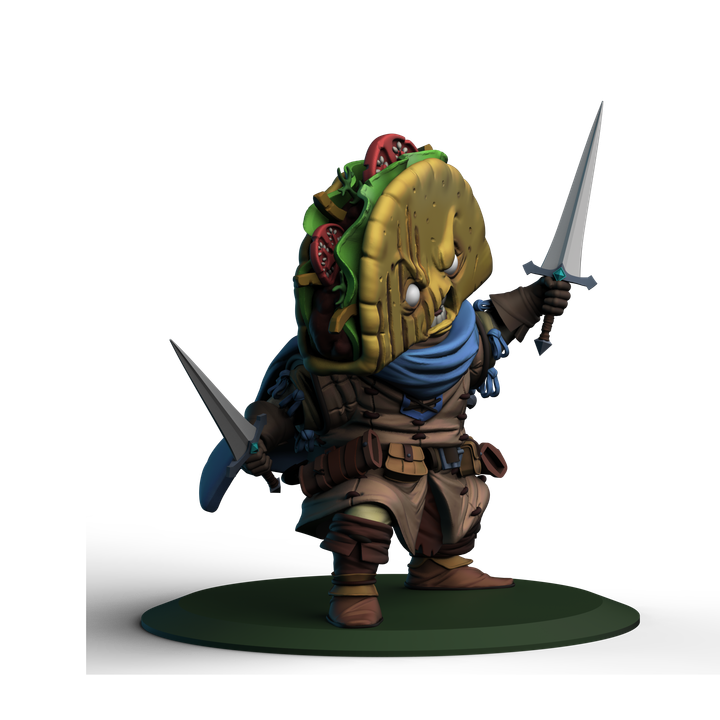 3D Printable Food Fight! - Taco Swordsman by Quirky Unlimited