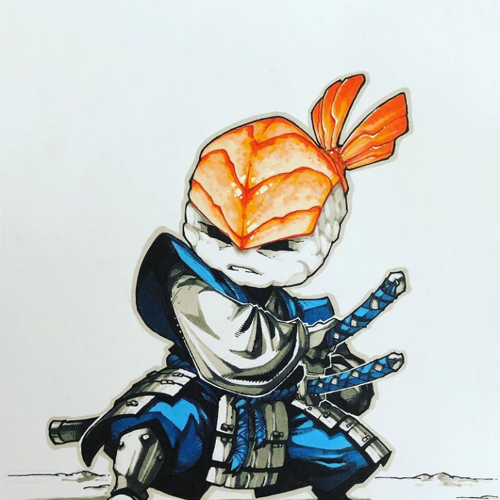 3D Printable Food Fight! - Shrimp Sushi Samurai by Quirky Unlimited