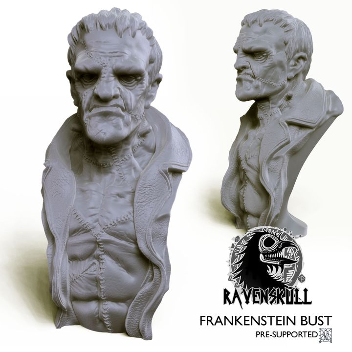 3D Printable Frankenstein Bust by Ravenskull