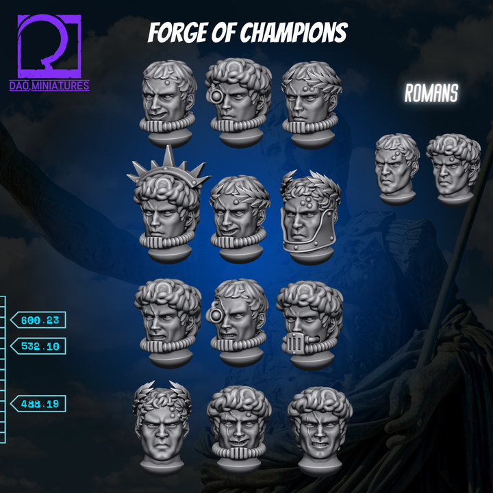 3D Printable Space Romans Head Pack by DAOMiniatures