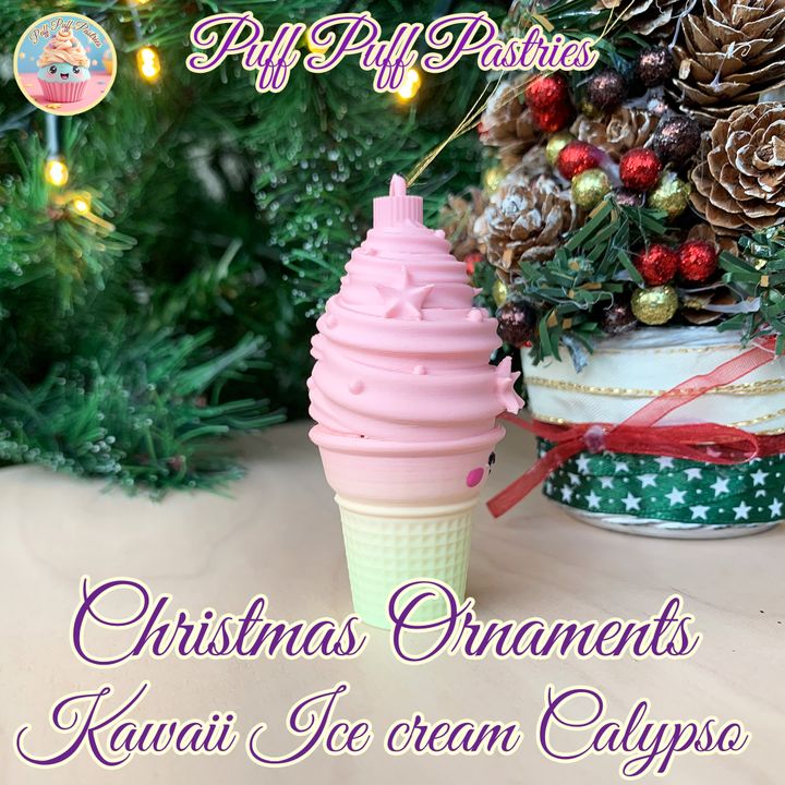3D Printable Christmas Ornaments Kawaii Ice cream Calypso by Puff Puff ...