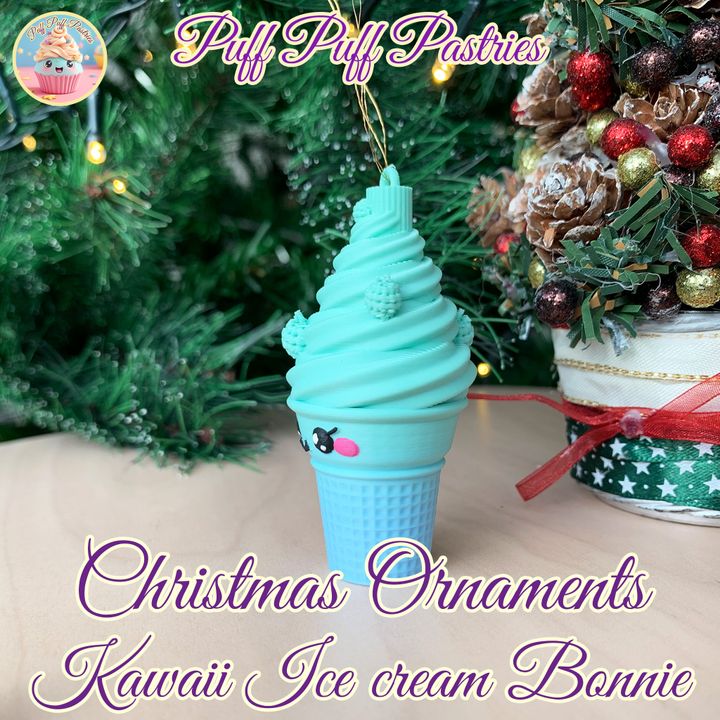 3D Printable Christmas Ornaments Kawaii Ice cream Bonnie by Puff Puff ...