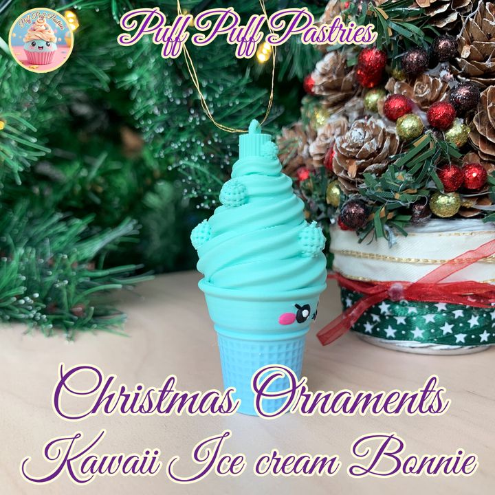 3D Printable Christmas Ornaments Kawaii Ice cream Bonnie by Puff Puff ...