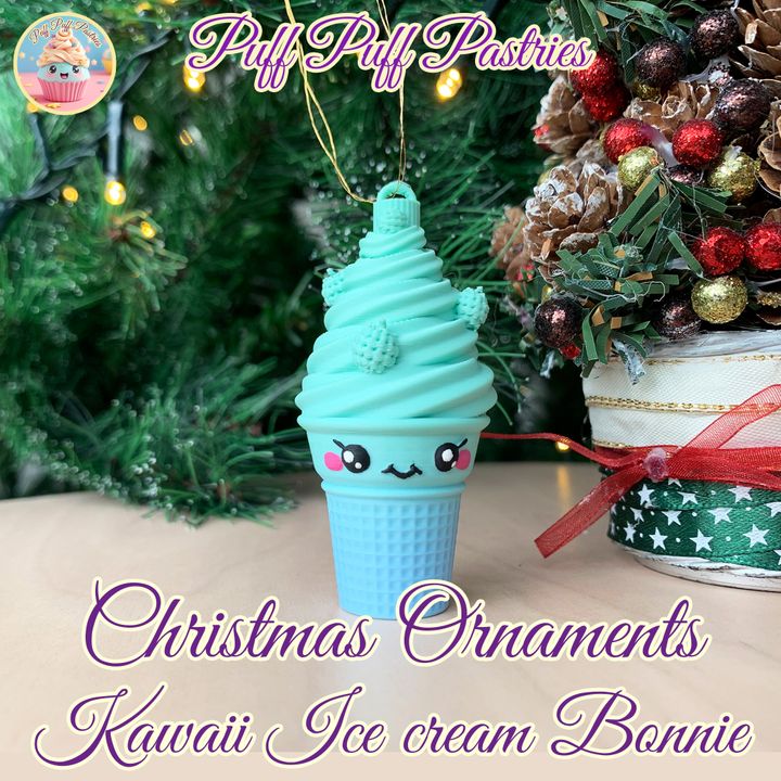 3D Printable Christmas Ornaments Kawaii Ice cream Bonnie by Puff Puff ...