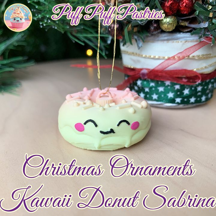 3D Printable Christmas Ornaments Kawaii Donut Sabrina by Puff Puff Pastries