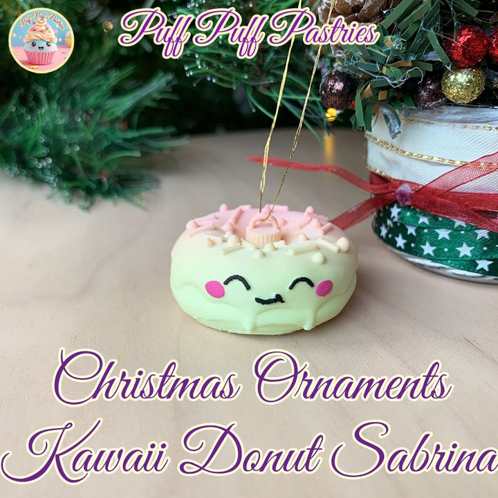3D Printable Christmas Ornaments Kawaii Donut Sabrina by Puff Puff Pastries