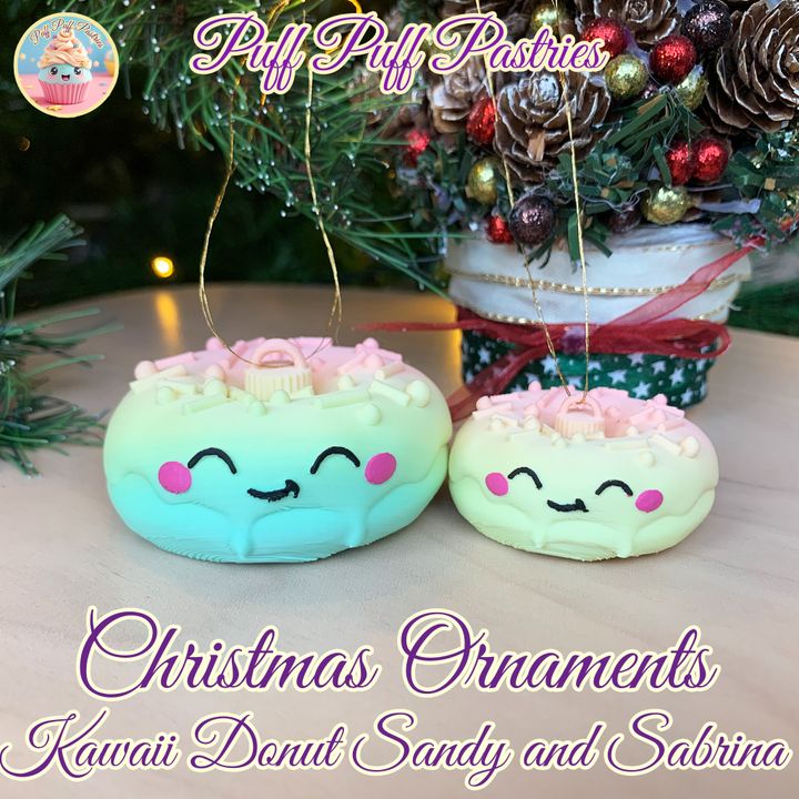 3D Printable Christmas Ornaments Kawaii Donut Sandy and Sabrina by Puff ...