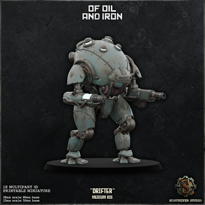 3D Printable "Drifter" Medium Rig | Dieselpunk Mech by Scoutsifer Studio
