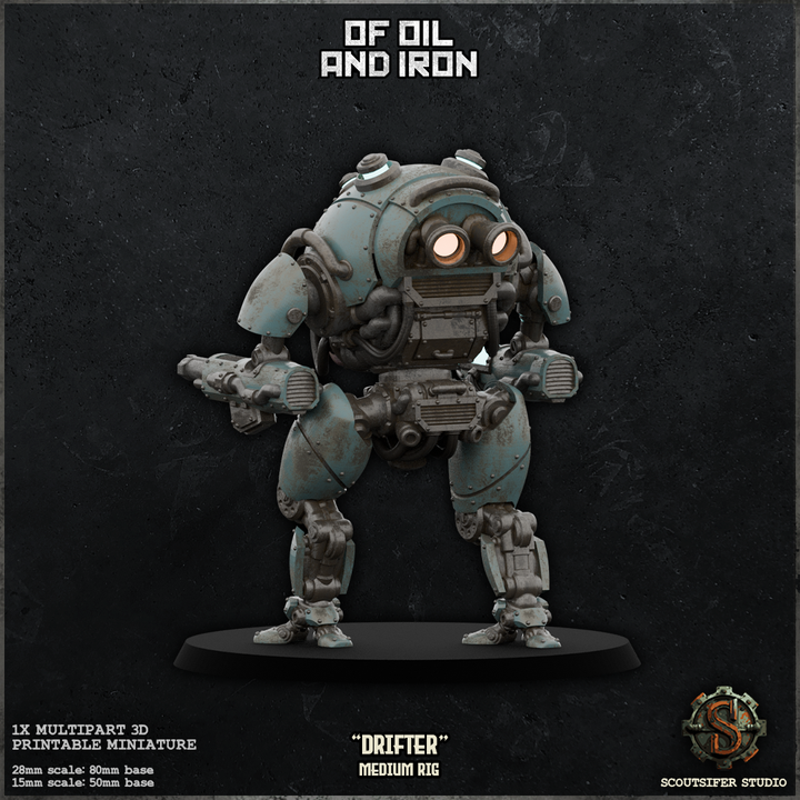 3D Printable "Drifter" Medium Rig | Dieselpunk Mech by Scoutsifer Studio