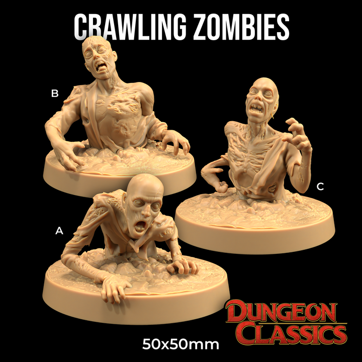 3D Printable Crawling Zombies | PRESUPPORTED | Dungeon Classics by ...
