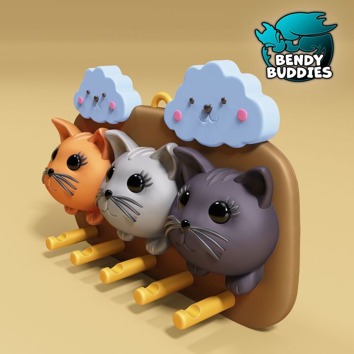 3D Printable Keyholder Kitty Keeper / Cat Key Holder Wall / Cute Kitten ...