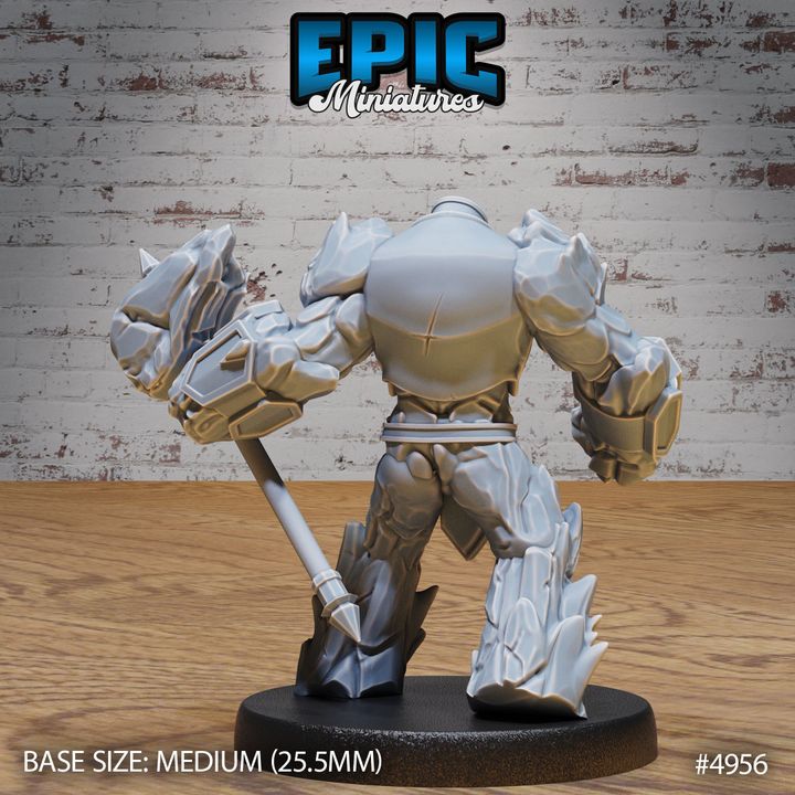 3D Printable Myrmidon Earth Hammer / Humanoid Elemental Creature ...