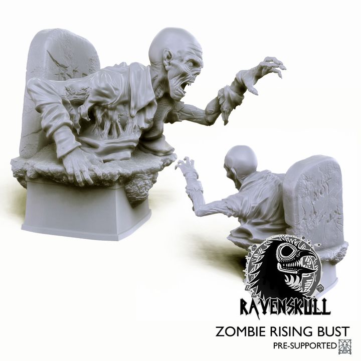 3D Printable Zombie Rising Bust by Ravenskull