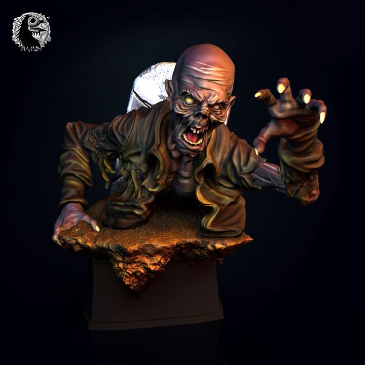 3D Printable Zombie Rising Bust by Ravenskull