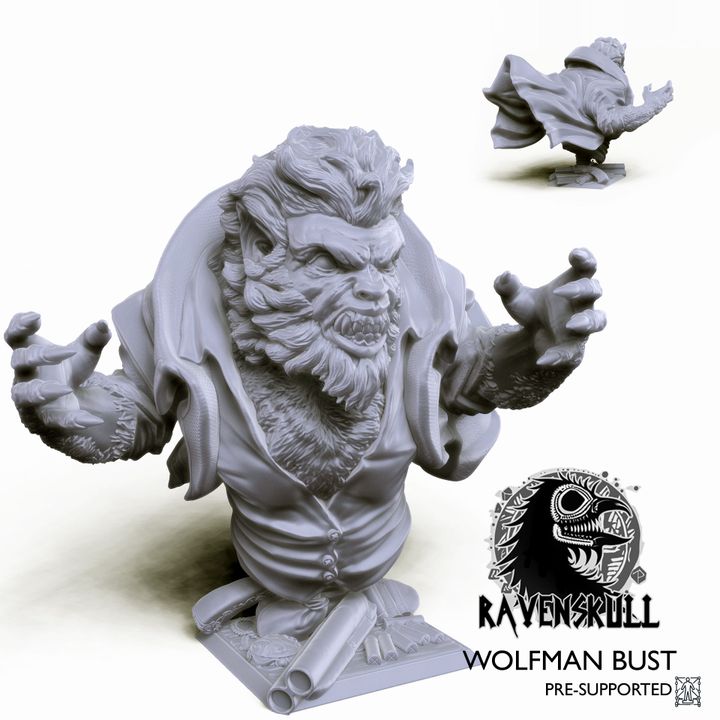 3D Printable Wolfman Bust by Ravenskull