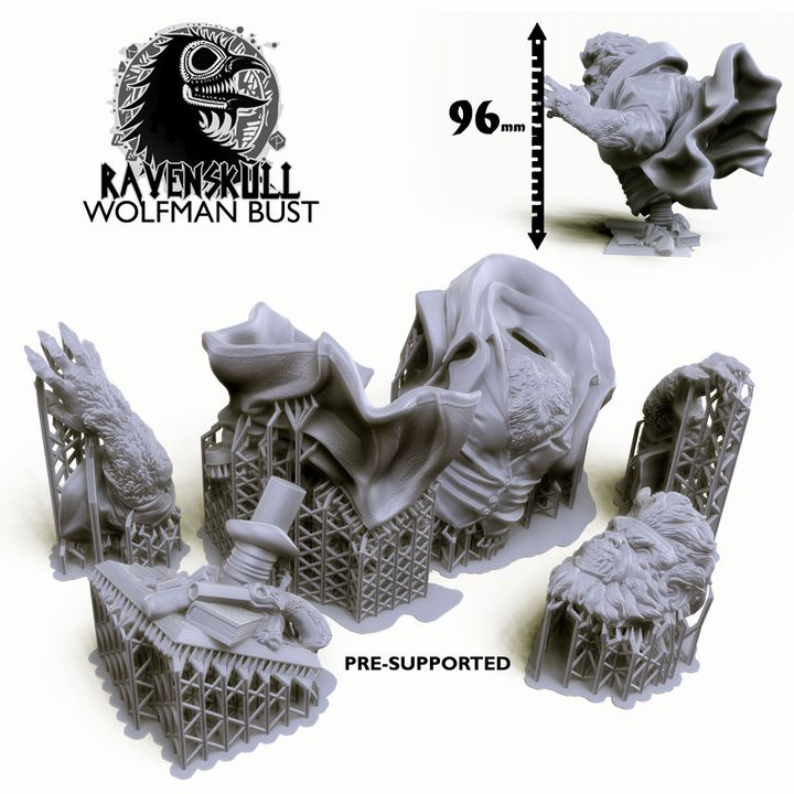 3D Printable Wolfman Bust by Ravenskull
