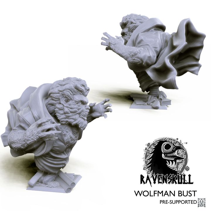 3D Printable Wolfman Bust by Ravenskull
