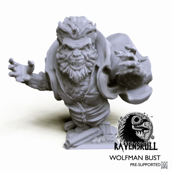 3D Printable Wolfman Bust by Ravenskull