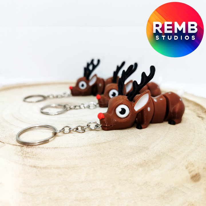 3D Printable Flexi Mini Rudolph Christmas Keychain - Articulated 3D ...
