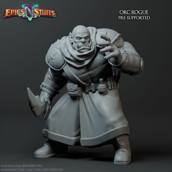 3D Printable Orc Rogue 1A Miniature - pre-supported by Epics N Stuffs