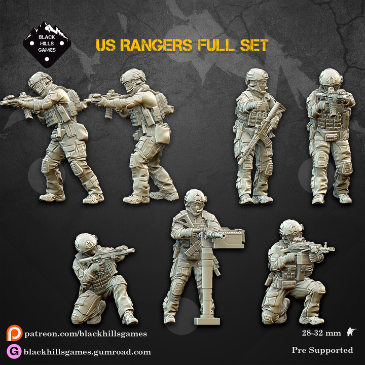 3D Printable US Rangers Full Set by Black Hills Games
