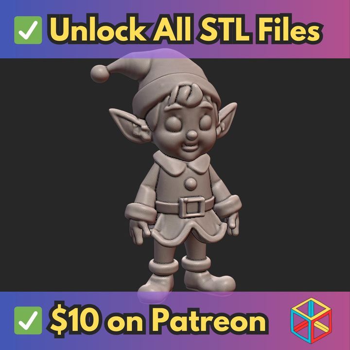 3D Printable Fairy Garden Cute Elf Figurine with Holiday Outfit ...