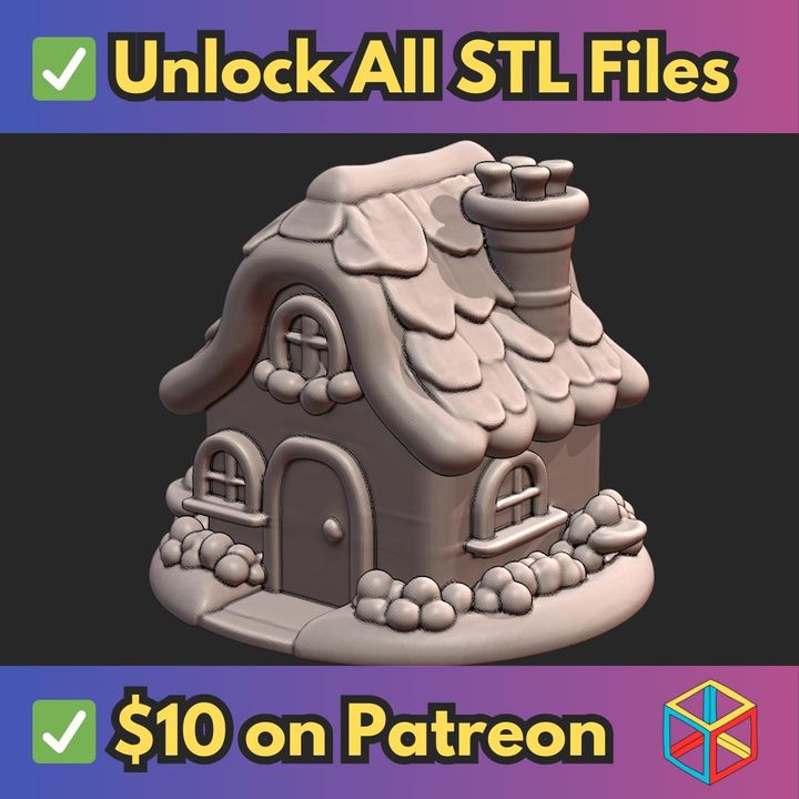 3D Printable Holiday Christmas Cottage with Snowy Roof and Charming ...