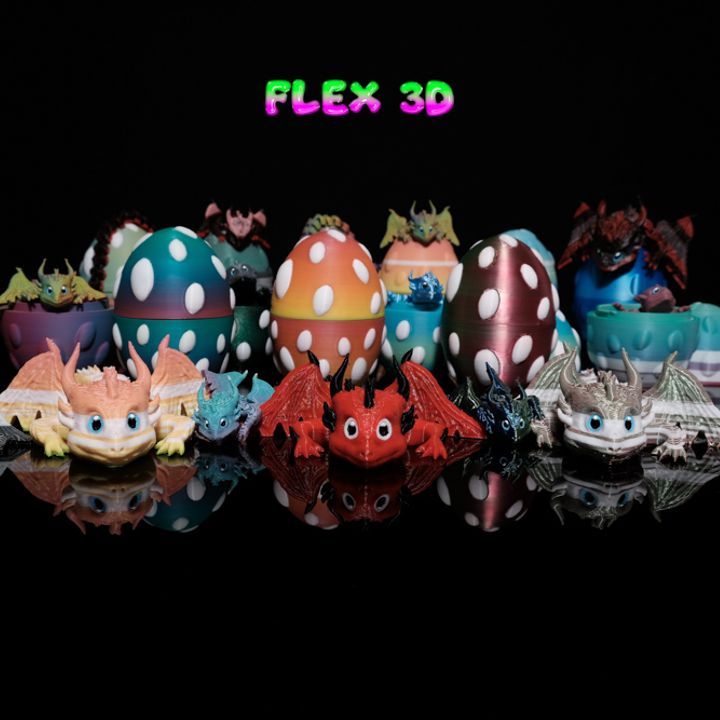 3D Printable Flex 3D Dragon Original Tike with Bubble Egg by Flex 3D