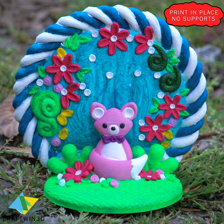 3D Printable Print in place Pink fox in bloom by Craftwin