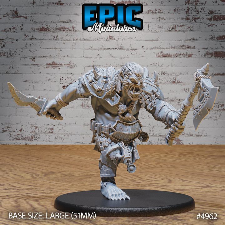 3D Printable Bugbear Raider Running / Giant Goblinoid Bandit Creature ...