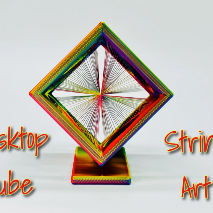 3D Printable Desktop cube string art, with stand. by ENIQUE3D