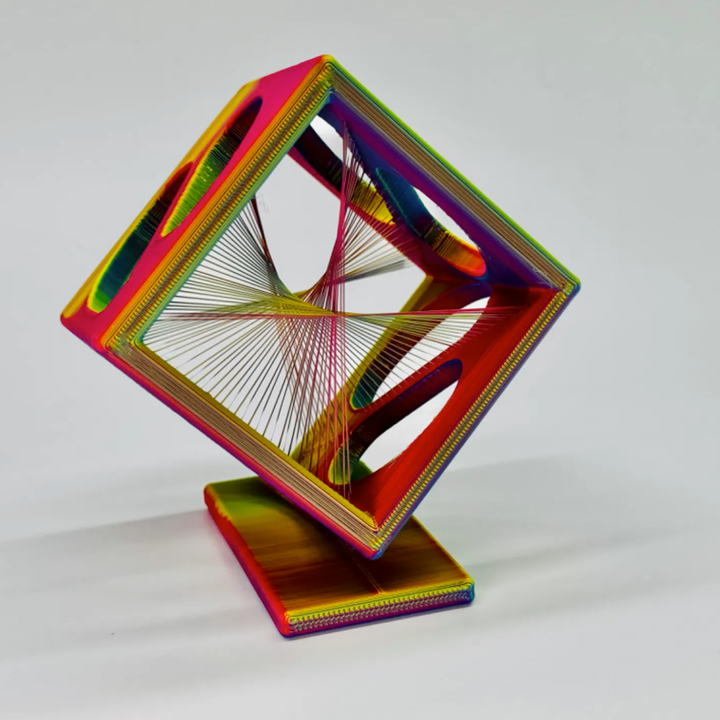 3D Printable Desktop cube string art, with stand. by ENIQUE3D