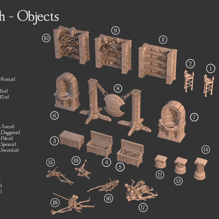 3D Printable Labyrinth Objects and Props, and Dead Heroes by Making Tlon