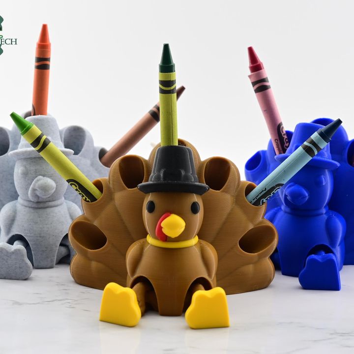 3D Printable Cobotech Articulated Turkey Crayon Holder - Thanksgiving ...
