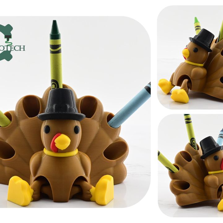 3D Printable Cobotech Articulated Turkey Crayon Holder - Thanksgiving ...