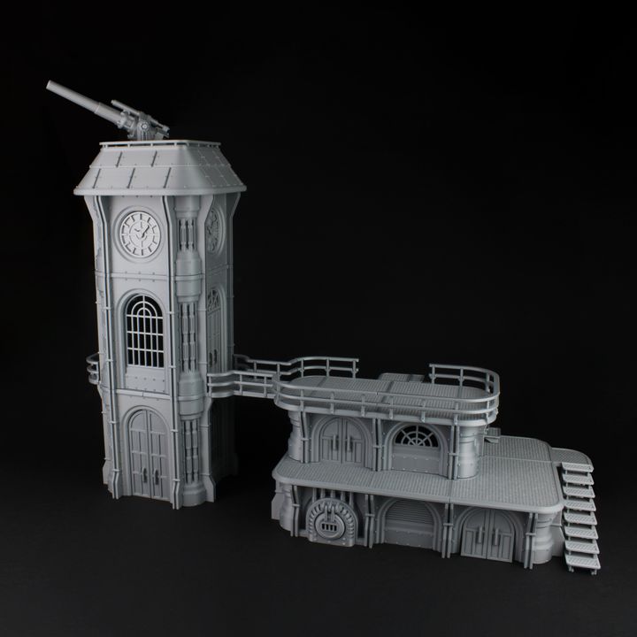 3D Printable Harbourmaster`s Office and Clock Tower by Tesseract Tomb